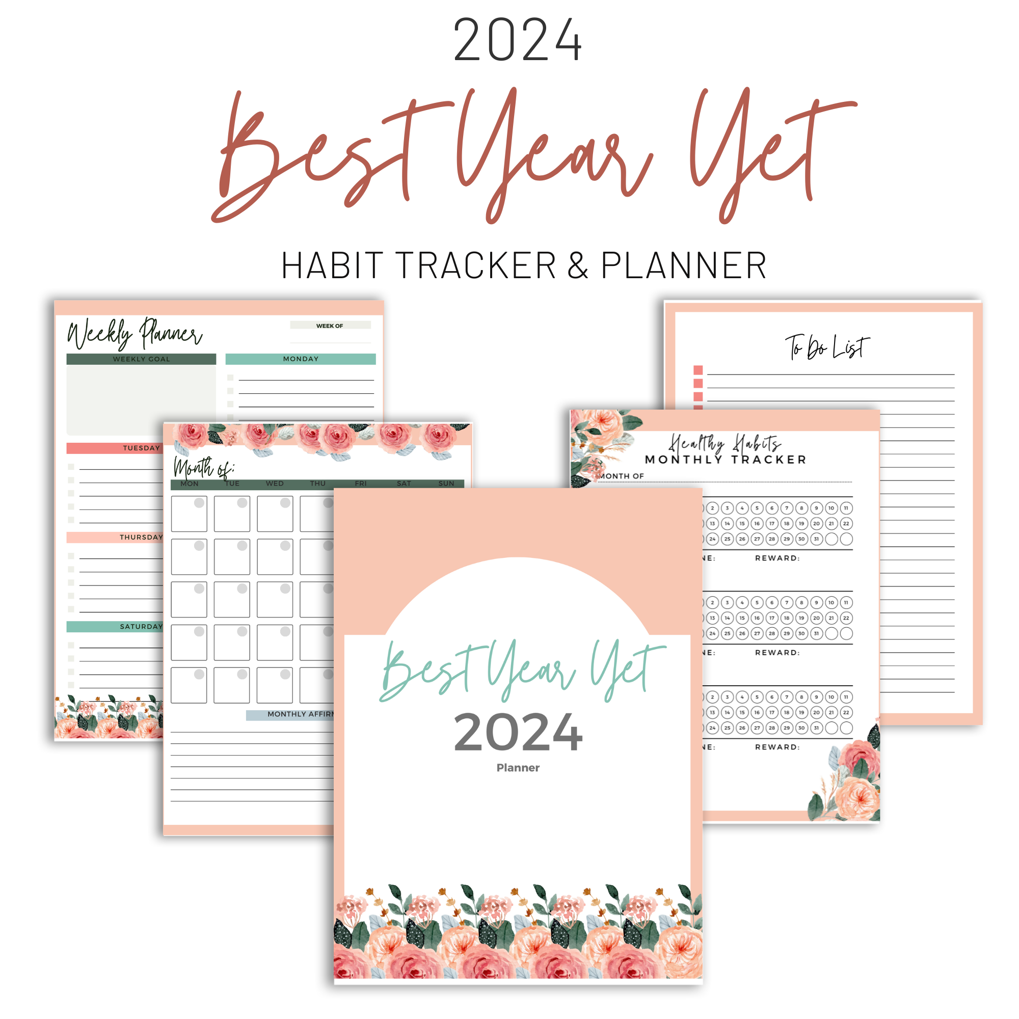 2024 Best Year Yet Habit Tracker & Planner - Cherie La Vie Designs